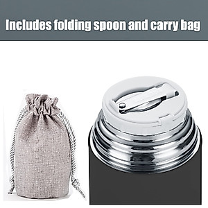 Mr.Dakai Thermal Soup Container for hot food, Insulated Lunch Container Hot Food Jar Stainless Steel Vacuum Bento Lunch Box with Folding Spoon/Bag for Office Picnic Travel Outdoors - 27oz Black