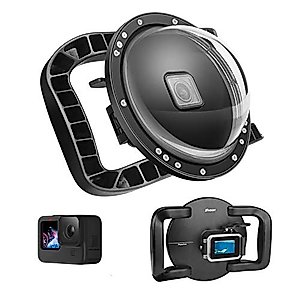 SHOOT Dome Port Lens for GoPro Hero 11/10/ 9 Black - Dual Handle Stabilizer Floating Grip, Enlarge Trigger, Overall Waterproof Case - Easier to Hold Over Underwater Photos/Videos