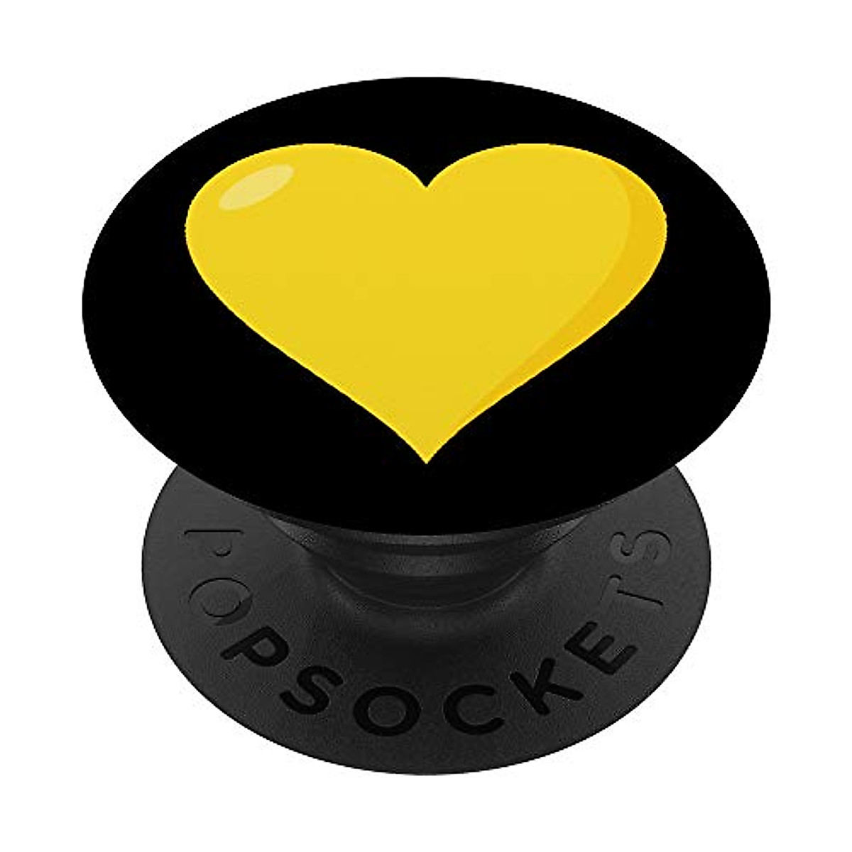 Yellow Heart On Black Gift PopSockets Grip and Stand for Phones and Tablets