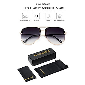 VIVIENFANG Oversized Aviator Sunglasses Womens Trendy 2025 Big Gold/Gradient PC Lens Desinger Sun Glasses for Women 87247E