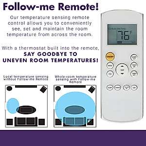 Freonic 12,000 BTU Window Air Conditioner and Dehumidifier, 115V, Window AC Unit for Rooms up to 550 Sq. Ft., Air Conditioner Window Unit with LED Display, Follow Me Remote, and Automatic Louvers