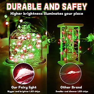 Smacen Led Fairy Lights Battery Operated, 16.4FT Red and Green Christmas String Lights,Battery Powered Copper Wire Starry String Lights for Wedding,Party,Bedroom, Christmas Decor (Red & Green, 16.4)