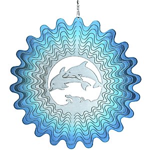 Dolphin Wind Spinners for Yard and Garden, Metal Dolphin Ornaments for Garden Décor, Outdoor Wind Spinner, Dolphin Gifts, Outdoor Garden Decoration, 12 inch Dolphin Wall Décor by ISEO