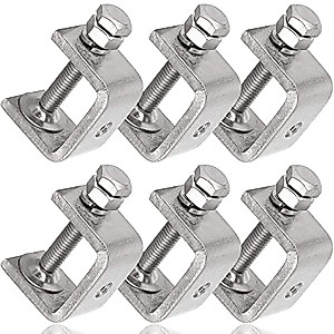 Stainless Steel C Clamps Mini 1 Inch for Mounting, Heavy Duty Metal U Clamps for Metal Working, Small Desk Clamp with Stable Wide Jaw Opening & Protective Pads/I-Beam Design (6pcs)