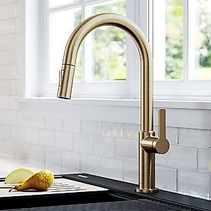 Kraus KPF-2820SFACB Oletto Single Handle Pull-Down Kitchen Faucet, 17 Inch, Antique Champagne Bronze