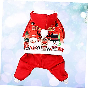 Mipcase Santa Clothes- Xmas Party Dog for Cartoon Claus Christmas Dress Pants Funny Hoodie Costume Outfit Cats Apparel Soft Red Feet Snowman Lovely Outfits Up Warm Puppy Cute Jumpsuit Pet