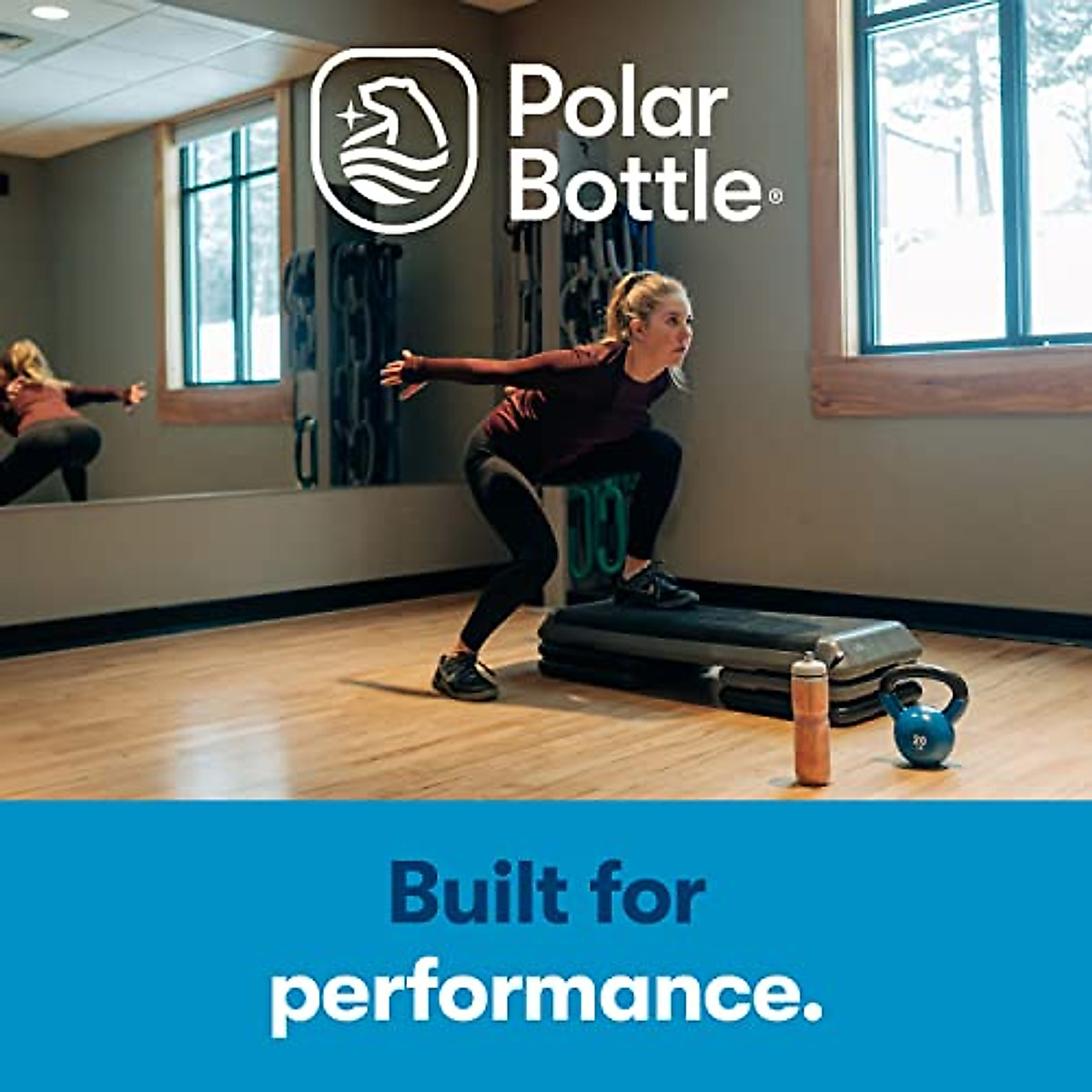 Polar Bottle Gym Sport Insulated Water Bottle - BPA-Free, Sport & Bike Squeeze Bottle with Handle (Fly Dye - Electric Blue, 24 oz), LDPE, TPU