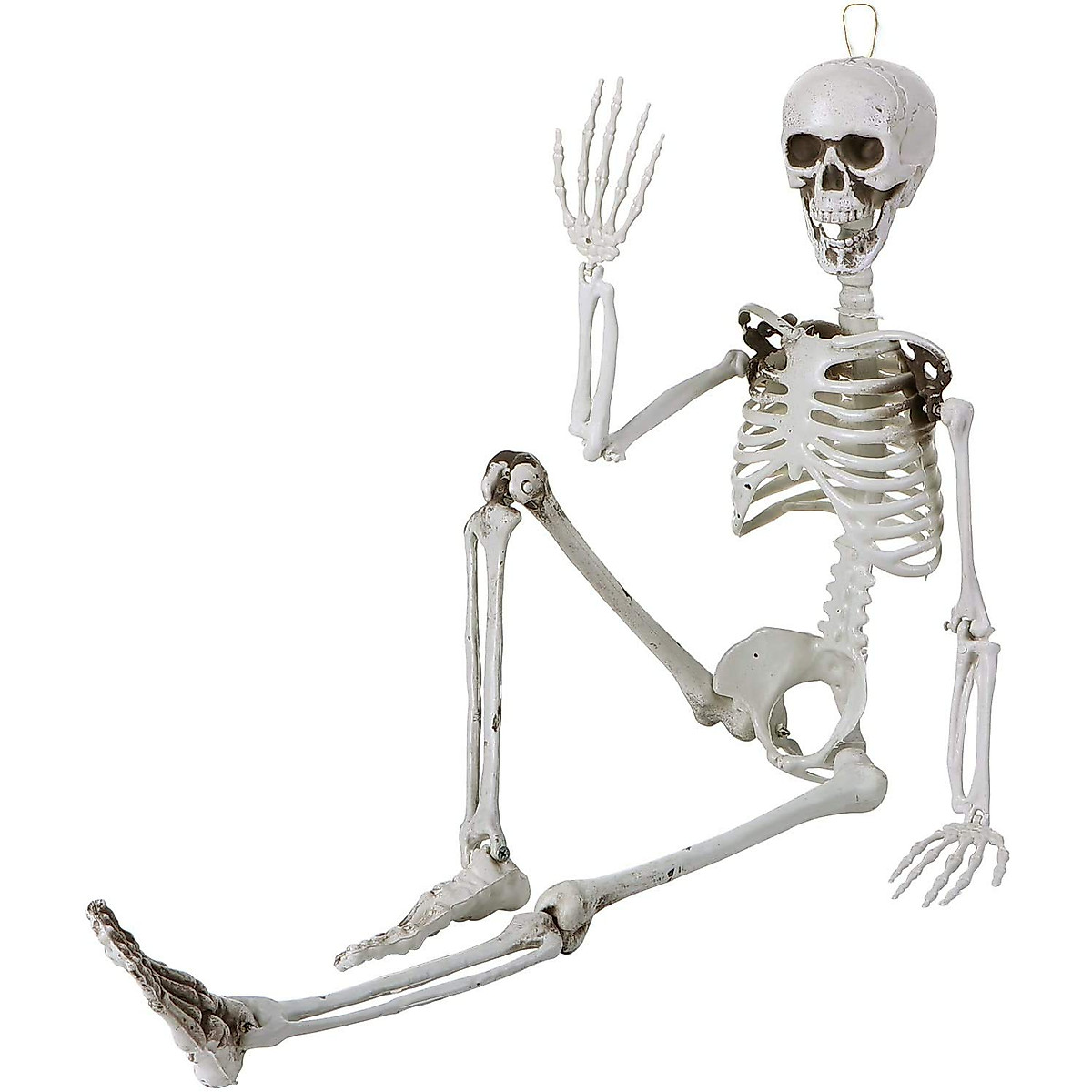 Sizonjoy 35" Posable Halloween Skeleton, Full Body Joints Plastic Skeleton with Movable/Posable Joints,Perfect for Halloween Haunted House Props Decorations Outdoor