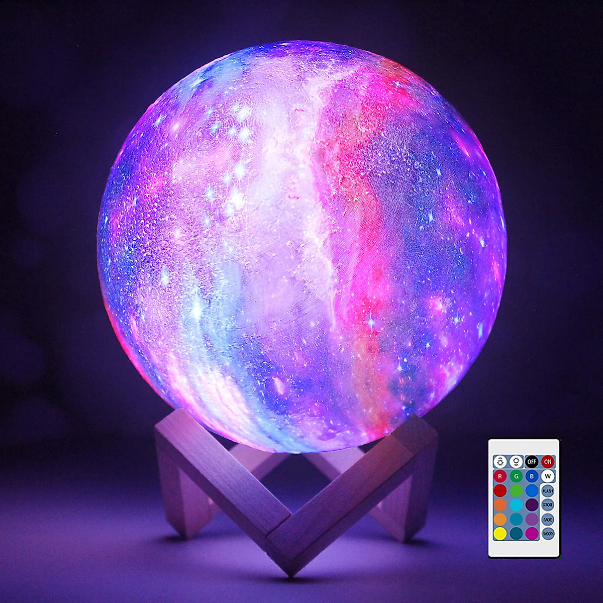 NSL Lighting Moon Lamp Galaxy Lamp 5.9 inch 16 Colors LED 3D Moon Light, Remote & Touch Control Lava Lamp Moon Night Light Gifts for Girls Boys Kids Women Birthday