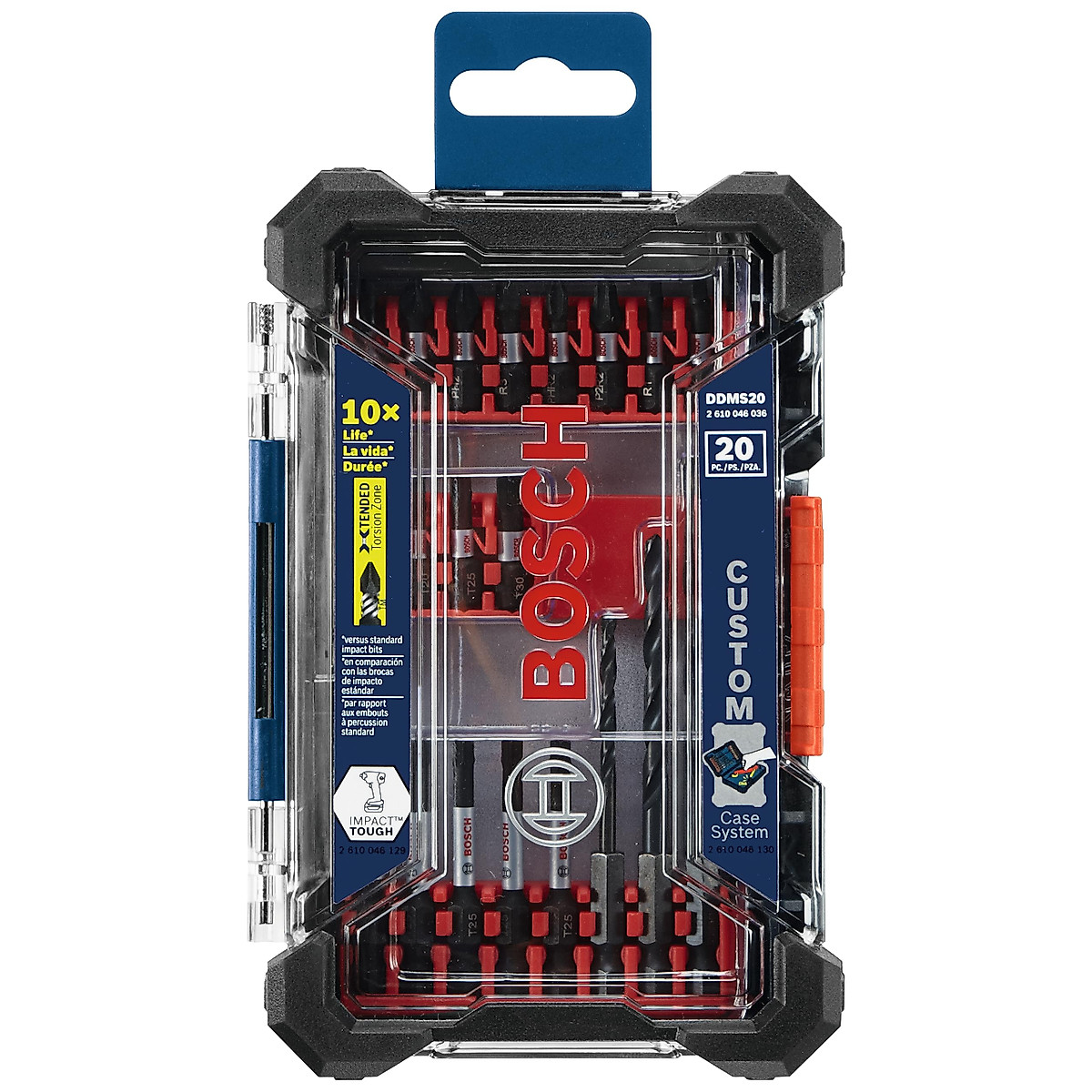 BOSCH DDMS20 20-Piece Assorted Impact Tough Drill Drive Custom Case System Set for Drilling and Driving Applications