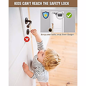 Child Proof Door Lock,Top Door Locks for Kids Safety,Front Door Child Safety Lock Made of Metal,Prevent Toddlers,Autistic Child,Pets & Dementia from Going Out,for Bedroom or Pantry(Black,2 Pack)