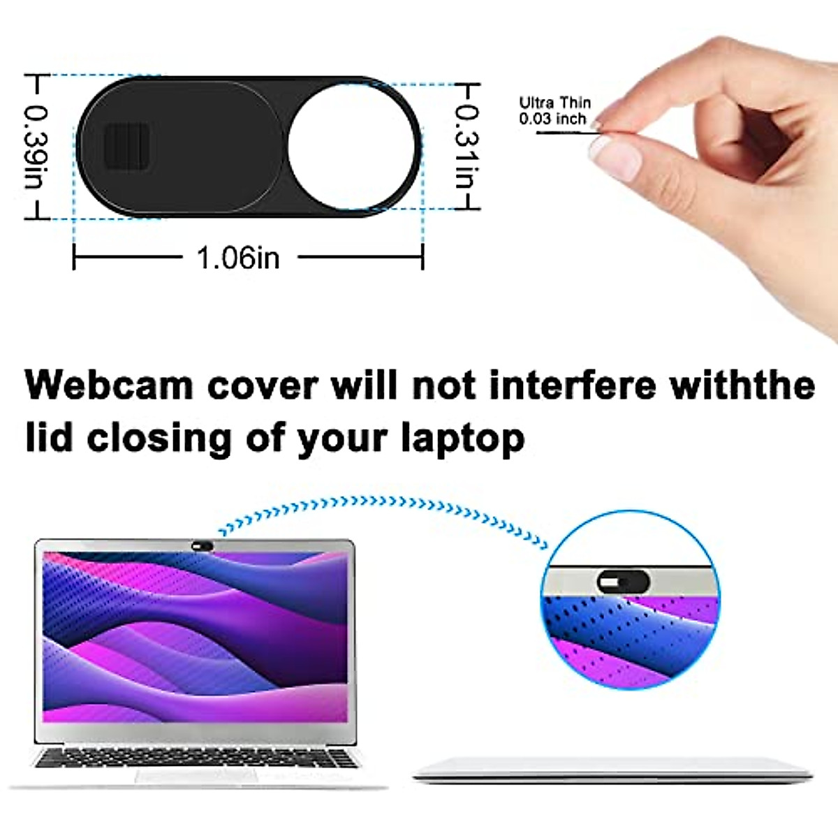 Vetoo Laptops Webcam Covers Slide 6Pack,Ultra Thin Privacy Covers Compatible for MacBook Pro Mac Ipad PC Tablets,Plastic Webcam Sticker