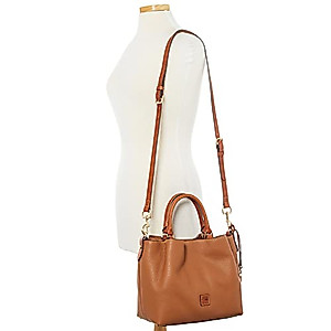 Dooney & Bourke Handbags for Women, Pebble Grain Leather Satchel Bag with Top Handles & Crossbody Strap - Brown