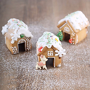 Christmas Cookie Cutters Set 3pcs- 3D Stainless Steel Mini Gingerbread House Cookie Cutter Kit, Chocolate Little House Biscuit Mold Fondant Cake Decorating Holiday DIY Baking Tools