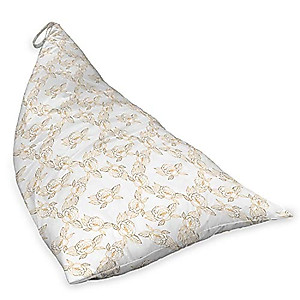 Ambesonne Flowers Lounger Chair Bag, Natural Theme Floral Elements Ombre Roses and Leaves Images on Plain Background, High Capacity Storage with Handle Container, Lounger Size, Pale Orange