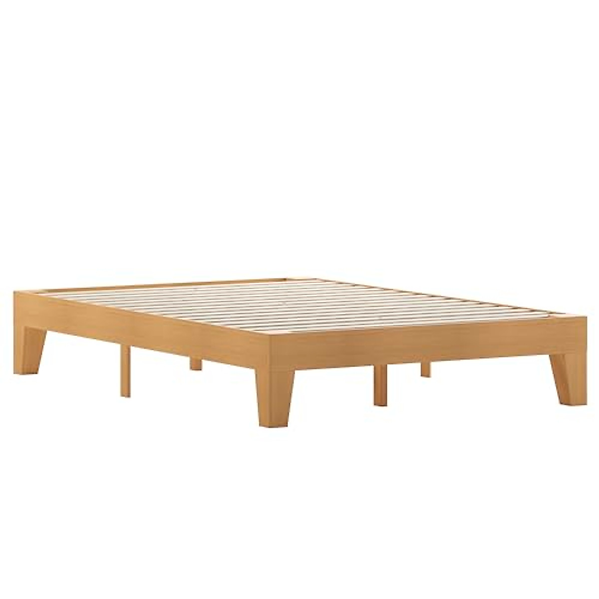 Flash Furniture Evelyn Wooden Platform Bed - Natural Pine Finish - Full - Wooden Slat Support - No Box Spring Required - Easy Assembly