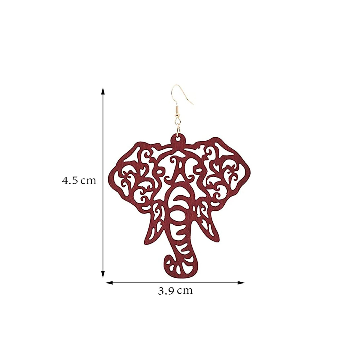 MagiDeal Elephant Head Filigree Fishhook Earrings