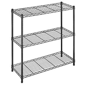 Whitmor Supreme Leveling Feet 350 Capacity Per Shelf Adjustable Shelves, 3 Tier, Black