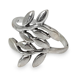 NOVICA Artisan Handmade .925 Sterling Silver Wrap Ring Thailand Leaf Tree [0.6 in L x 0.8 in W] 'Olive Wreath'