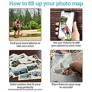 South America Photo Map - Travel Sticker Collage - 24 x 36” - Made in USA (Dark Blue, No Frame Hanger)