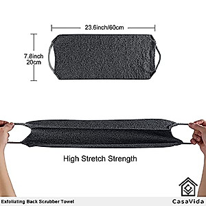 Back Scrubber for Shower Nylon Extended Length Bath Towel Shower Back Washer Exfoliating Washcloth Rear Scrub Japanese Stretchable Pull Strap Wash Cloth Exfoliating Scrub Washcloth 2 Pack by CasaVida