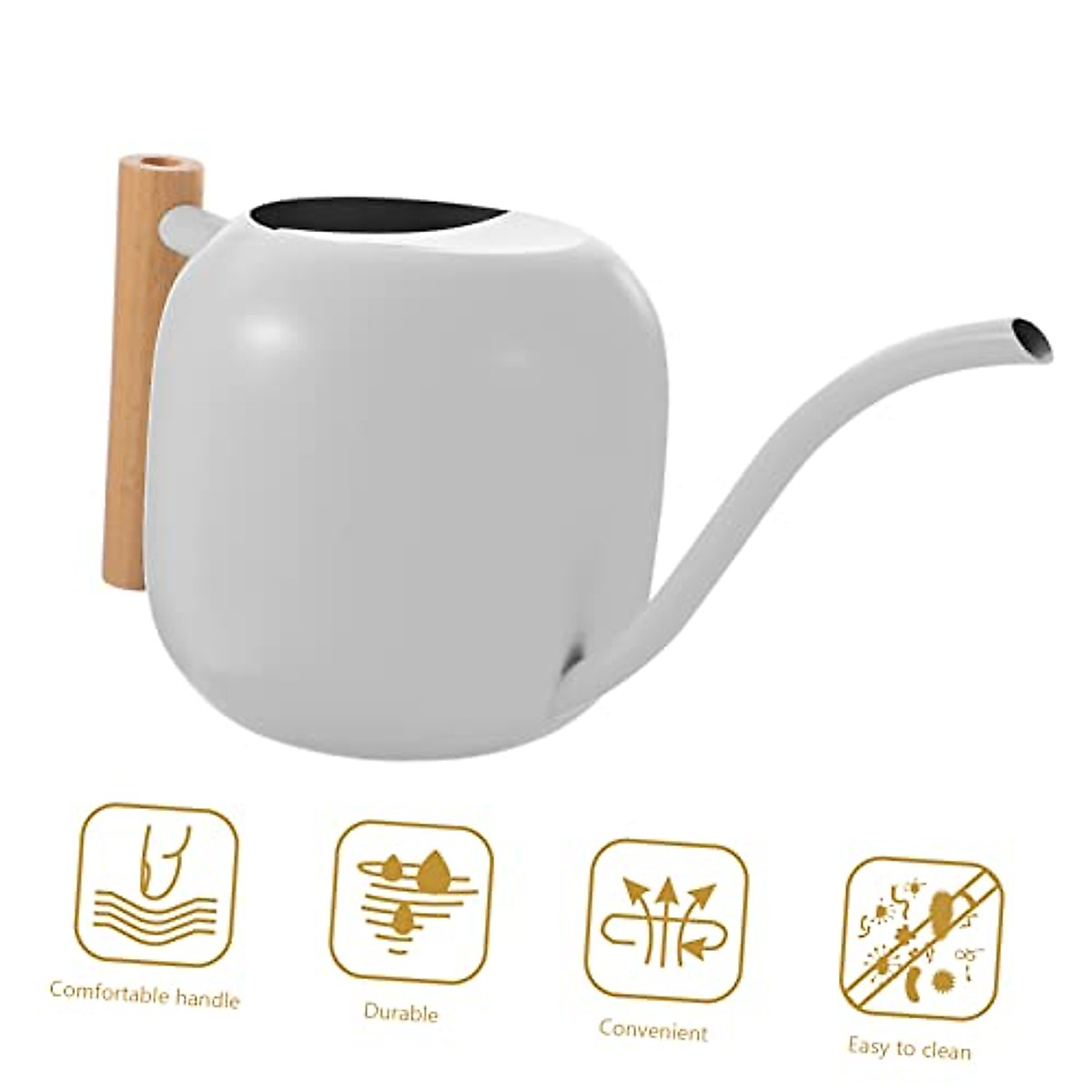 Watering Kettle Garden Watering Bucket Flower Watering can Watering can for Indoor Plants Flowers Succulent Watering Pot White Garden Supplies Water The Flowers Wooden Handle