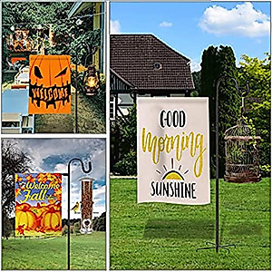 Rexwnadu Shepherd Hook&Garden Flag Holder Stand 48 Iches Bi-Use Sherpherd Hooks Heavy Duty Flag Pole Adjustable Height Yard Flag Stand Garden Decoration Rust Resistant