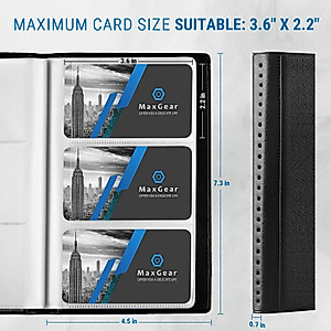 MaxGear Business Card Organizer Business Card Holder Book, Portable Business Card Binder File Sleeve Storage, Business Card Holders, Name Card Holder for Men & Women, Capacity: 240 Cards, Black