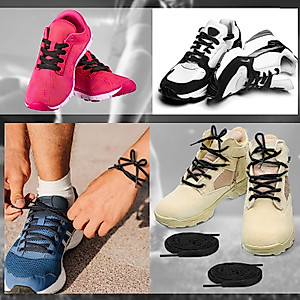 Xinnun 40 Pairs Oval Shoes Laces Bulk 1/4" Half Round Shoe Laces for Sneakers Black White Gray Colorful Shoelaces (Black, 47 Inch)