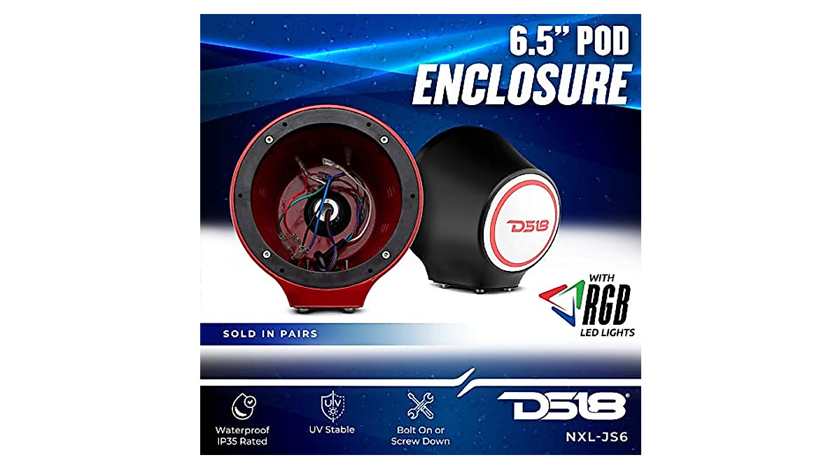 DS18 Marine Bundle - 2 Water-Resistant 6.5" Speakers with RGB