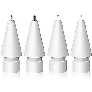 MEKO 4 Pack Upgraded 0.72mm Fine Ponit Precise Replacement Tips for Apple Pencil 1st/2nd Generation & Logitech Crayon, Wear-Resisting Pen Nibs for iPad Pro/Air/Mini Pencil - White