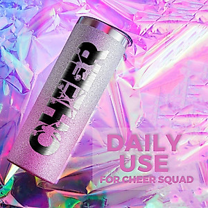 Onebttl Cheerleader Glitter Tumbler Gifts For Girls - Cheer - 20oz/590ml Stainless Steel Insulated Tumbler with Straw, Lid - Gift for Cheerleading, Coach or Cheer Squad - (Pink-Sliver Gradient)