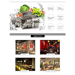 LIGOU 6Pack 1/9 Gastronorm Pan Stainless Steel Food Container,Sheet Pan,Hotel Pan,Baking Pans,Toaster Oven Pan,Jelly Roll Pan,Barbeque Grill Pan,Mirror Finish, Dishwasher Safe (2.56" depth)