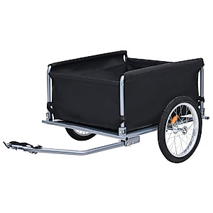 CUMYZO Bike Cargo Trailer with Removable Cargo Compartment and Weather-Resistant Cover, Loading Bike Trailer Storage Cart with Reflectors for Carrying Groceries, Camping Gear 53.5"x28.3"x22.8"