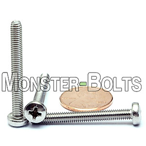 MonsterBolts - M4 x 35mm Phillips Pan Head, DIN 7985A, Stainless Steel, 10 Pack