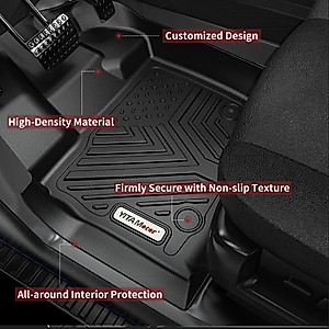 YITAMOTOR Floor Mats Fit for 2019-2023 Ford Ranger Supercrew Cab, Custom Fit Black TPE Floor Liners 1st & 2nd Row All-Weather Protection