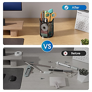 MaxGear Magnetic Pen Holder, 2 Pack Locker Organizer Mesh Pencil Holder for Desk Marker Holder - Extra Strong Magnets Perfect for Locker, Refrigerator, Dry Erase Board, Whiteboard