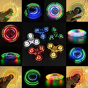 FIGROL 2 Pack Fidget Spinners｜LED Light Up Crystal Fidget Spinners for Children｜Glow in The Dark Goodie Bag Stuffers Classroom Prizes Return Gifts