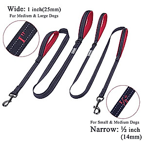 VIVAGLORY Dog Training Leash with 2 Padded Handles, Heavy Duty 6ft Long Reflective Safety Leash Walking Lead for Medium to Large Dogs, Black