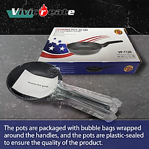 vivicreate 8 inch aluminum marble coating non stick fry pan suitable for electric induction gas stove, dishwasher machine safe