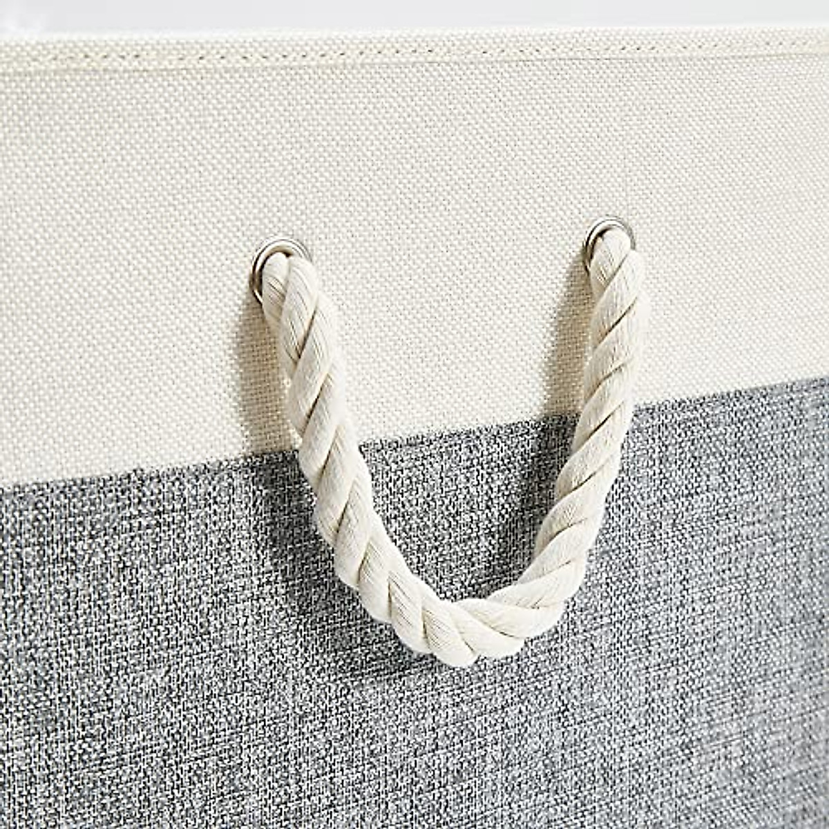 Onlycube Foldable Fabric Storage Bins 13x13x13 inch for Cube Organizer with Cotton Rope Handles, Collapsible Basket Box Organizer for Shelves and Closet, Beige/Grey, 4Pack