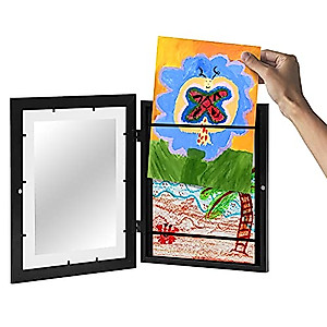 Americanflat Kids Artwork Picture Frame in Black - Displays 8.5x11 With Mat and 10x12.5 Without Mat - Composite Wood with Shatter Resistant Glass - Horizontal and Vertical Formats - Pack of 2