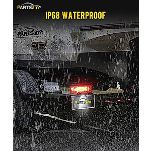 Partsam 12V LED Submersible Low Profile Rectangular Trailer Lights, Waterproof LED Combination Trailer Tail Light Kit Stop Brake License Plate Turn Running Lights Sealed for Boat Trailer Lights Truck