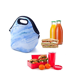 ALLENLIFE neoprene lunch bag Insulated handbags Lunch Box Cooler Bag for school children teen girls women (BLUE)