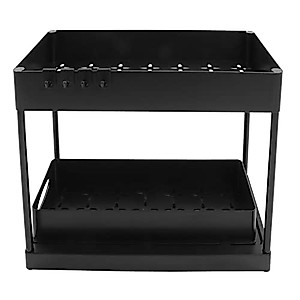 Zerodis Under Sink Organizers, Easy Assembly PP Material Large Capacity Under Sink Shelf Practical Durable for Offices (Black)