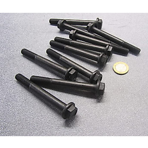Class 10.9 Black Oxide Steel Flange Bolts M10 x 1.5 mm x 90 mm Long PT 10 pcs