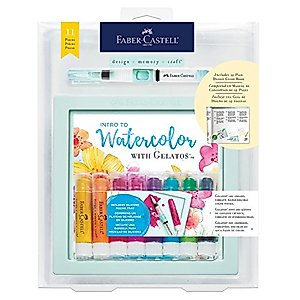 Faber-Castell Intro to Watercolor with Gelatos - Watercolor Kit for Beginners - Adult Craft Projects (FC770412T), 8 Gelatos Colors, 11 Piece Set