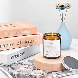 U.EHome Aries Zodiac Gifts，Aries Gifts for Women，March Birthday Gifts for Women, Zodiac Sign Gifts，Astrology Gifts for Women，All-Natural Soy Wax - 8oz,50 Hour Burn