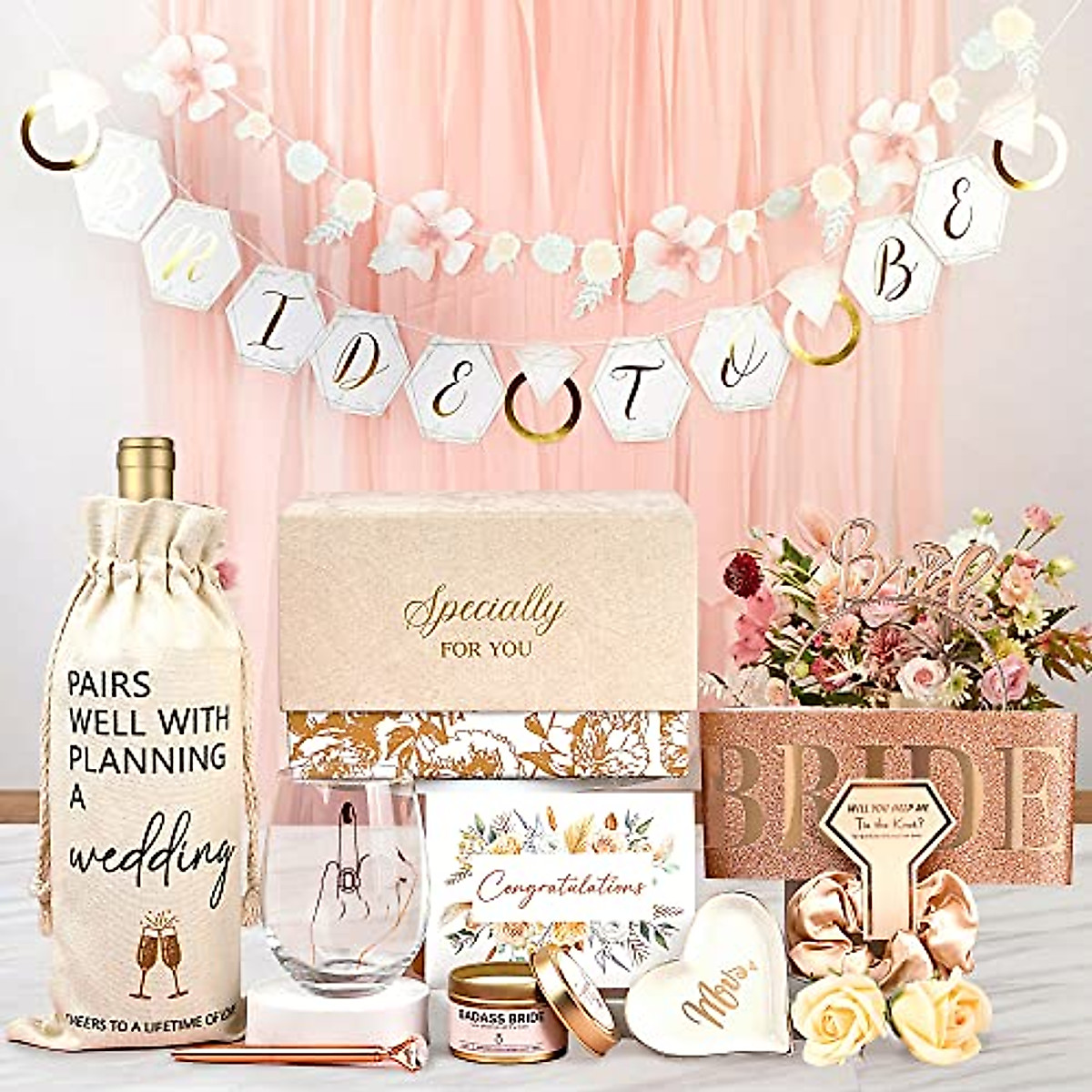 NOVITAR Engagement Gifts For Women- Bride To Be Newly Engaged Gifts For Her, Bridal Shower Gifts, Fiancée Future Mrs Box Set, Wedding Gifts Basket, Engaged Party Gifts Idea