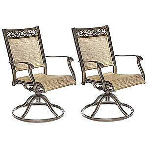 Dali Swivel Rocker Chair, Cast Aluminum All-Weather Comfort Club Arm Patio Dining Chair 2 Pc
